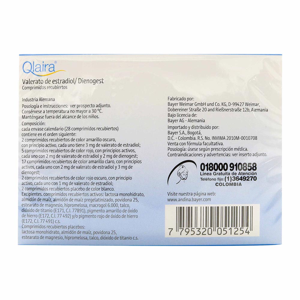 QLAIRA X 28 TABLETAS – Droguería Harwar Bello